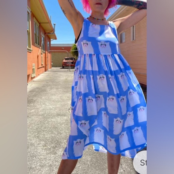 Nooworks | Dresses | Nooworks Naomi Grumpy Cat Midi Dress Med Cobalt ...